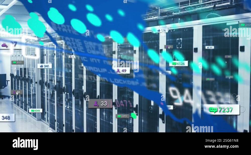 World map and digital icons with increasing numbers against computer server room Stock Video ...