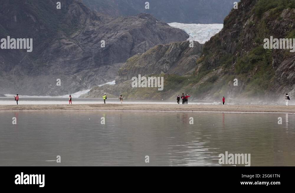 Nugget Falls Mendenhall Glacier Alaska tourism pan HD Stock Video ...