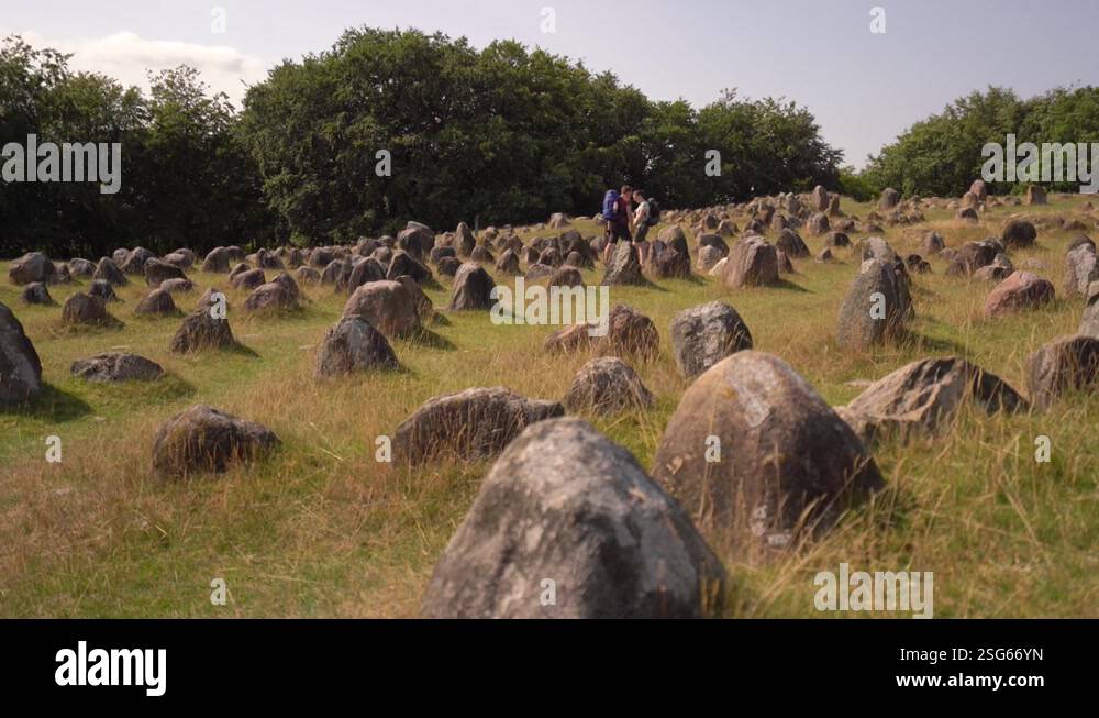 Tourist Couple Visit The Lindholm Hoje, Viking Burial Site In Aalborg ...