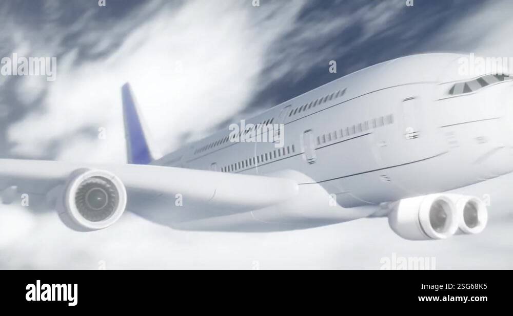Animation of digital plane over sky with clouds Stock Video Footage - Alamy