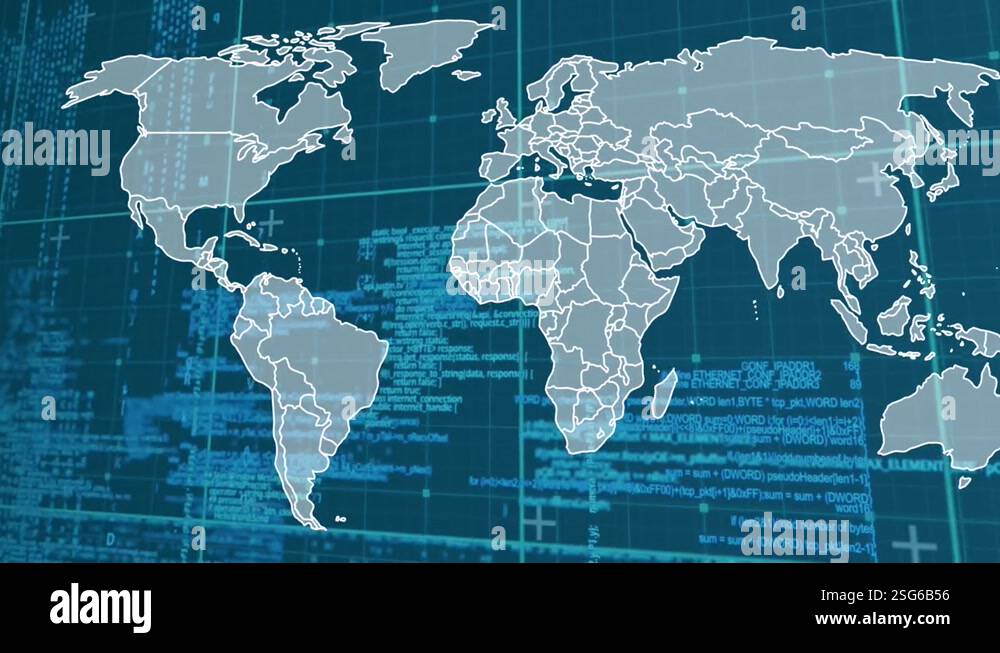 Animation of world map over data processing Stock Video Footage - Alamy