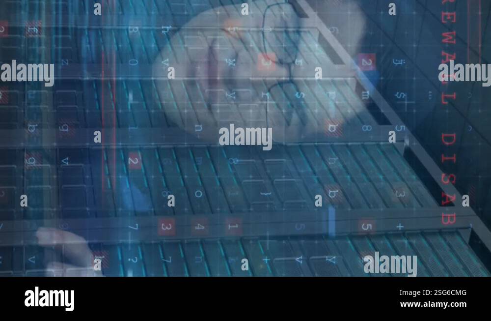 Animation Of Digital Security Warnings Over Hacker Using Computer