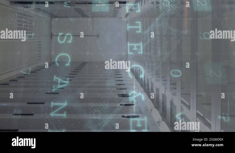 Animation of cyber attack warning over server room Stock Video Footage - Alamy