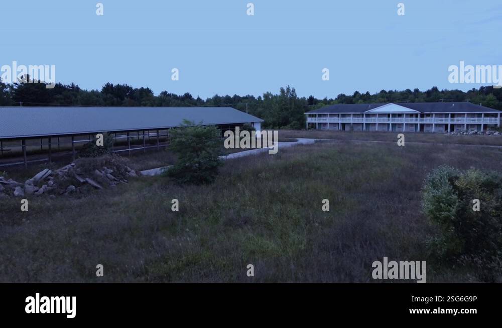 Track from stables to hotel. Abandoned structures at an old racetrack ...