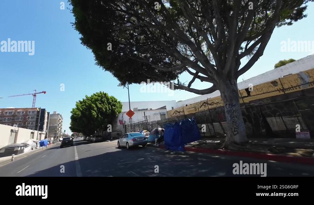 Homeless people on the streets of skid row in Los Angeles, California ...
