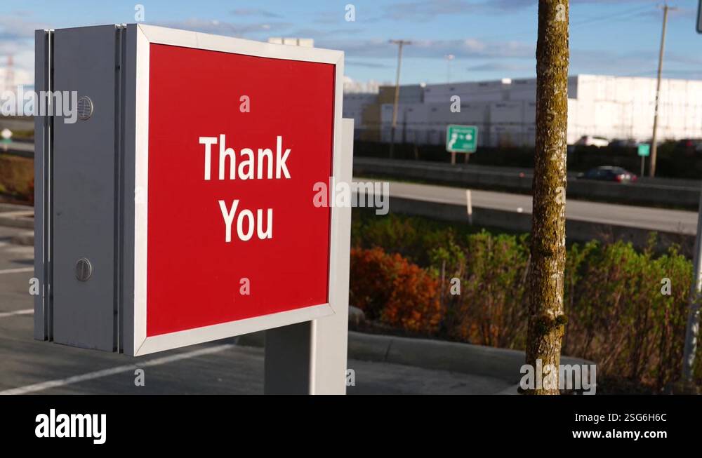 Red thank you sign with blur traffic flow background Stock Video ...