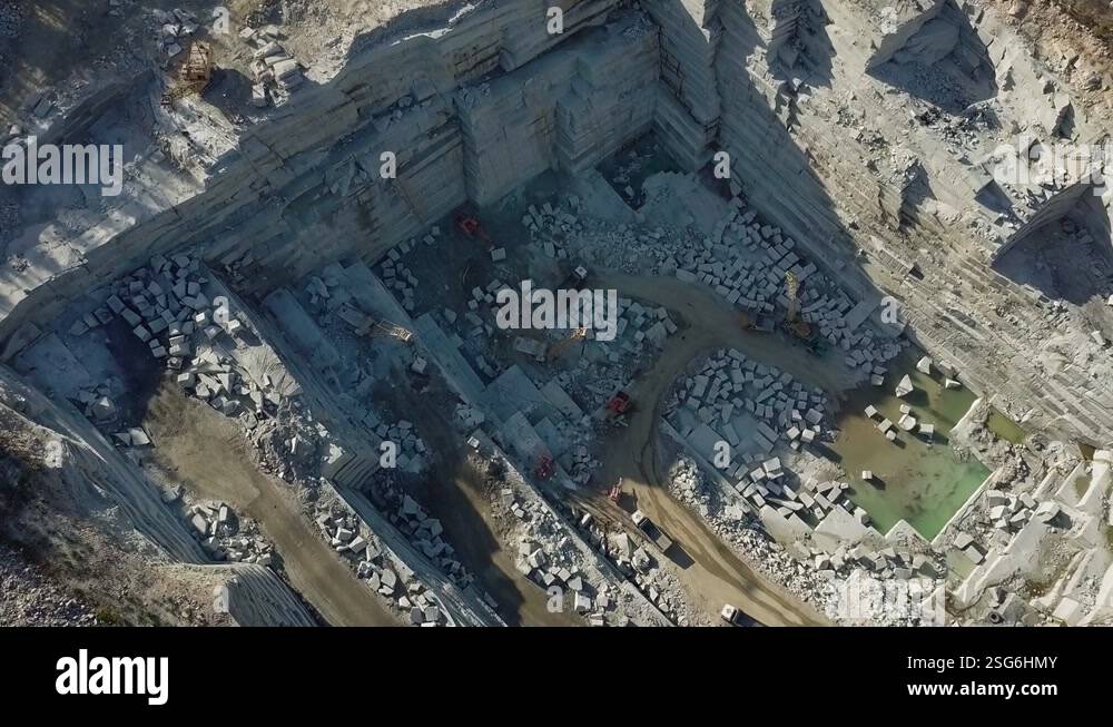 Part Of Granite Mining quarry With Stone Blocks And Slabs Viewed From ...