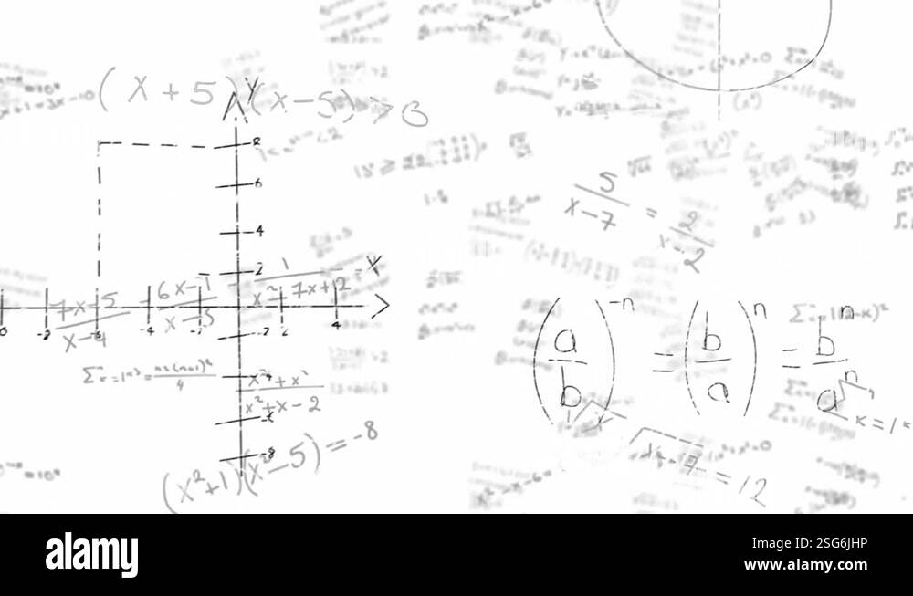 Animation of moving mathematical formulas and formulas and data ...