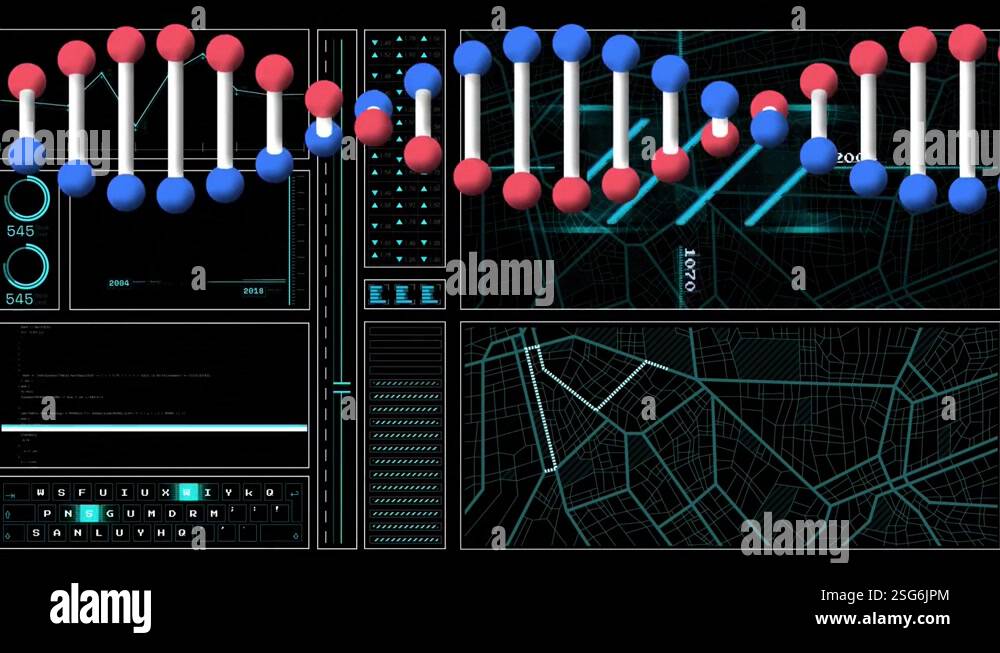 Digital animation of data processing against microprocessor connections on black Stock Video ...