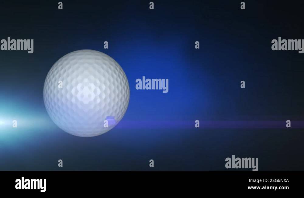 Animation of golf ball over light trails on blue background Stock Video ...