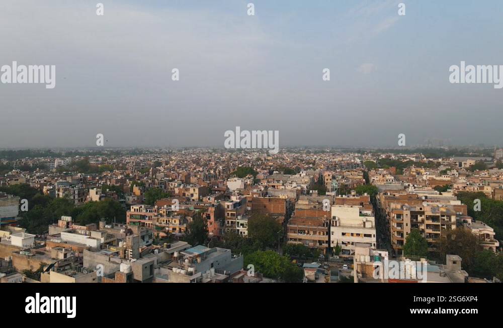 Top Aerial View of Indian City Rooftops New Delhi West Delhi 4K Stock ...