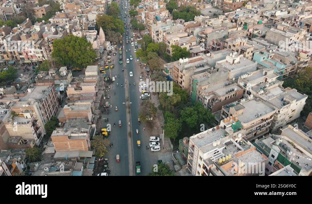 Top Aerial View of Indian City Rooftops New Delhi West Delhi 4K Stock ...