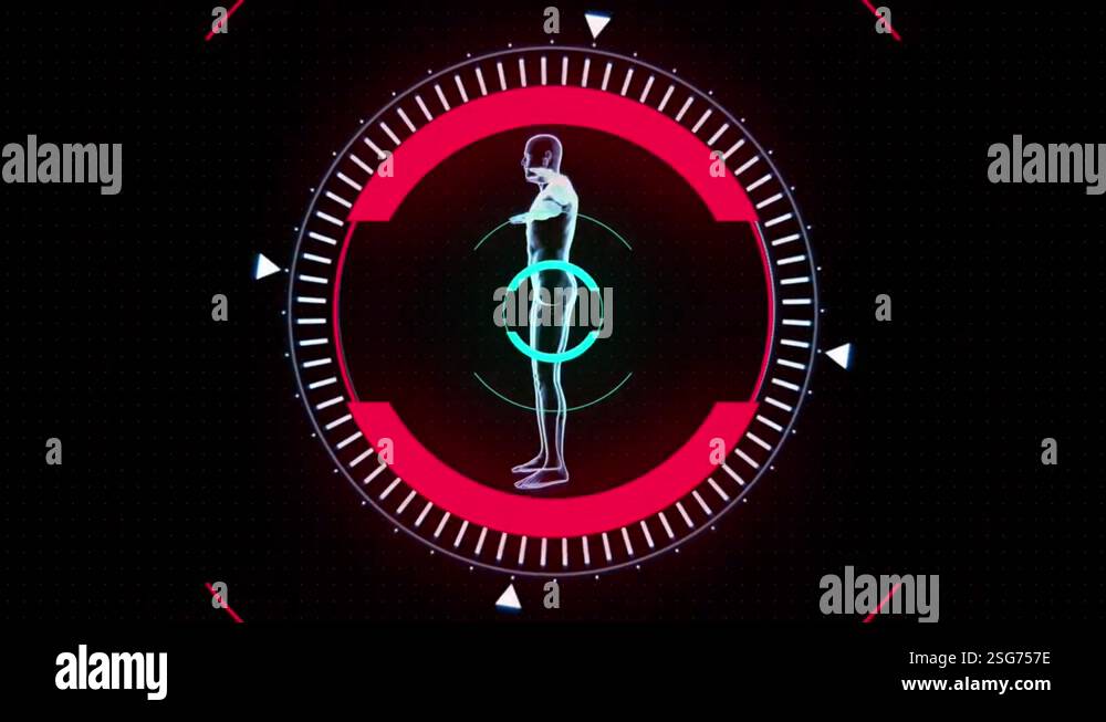 Animation of spinning circle with human body inside and flickering ...