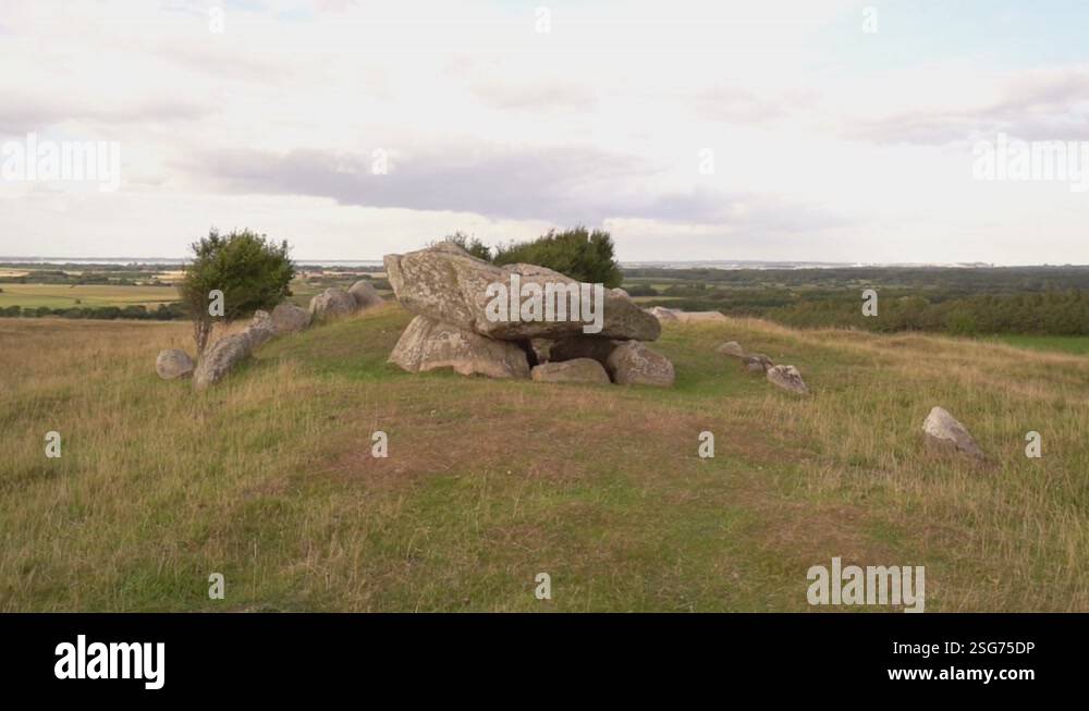 Ancient Dolmen On Rural Field. Single-chamber Megalithic Portal Tomb ...