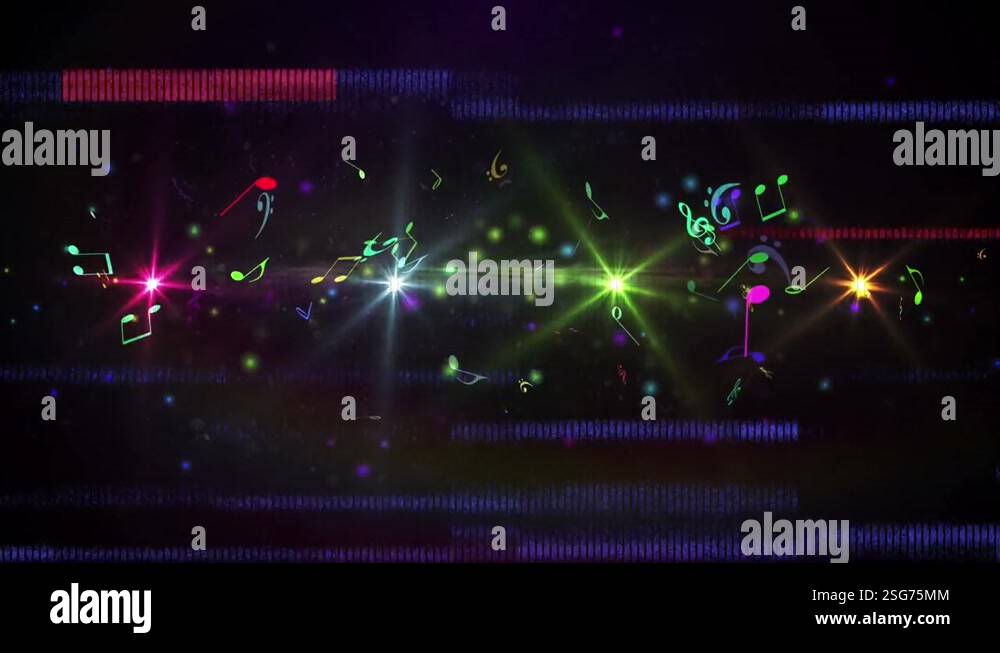 Screen with bands interference showing musical notes Stock Video ...