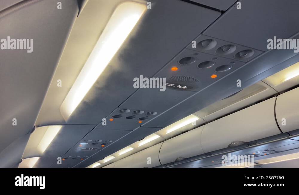 Mist From Hot And Cold Air Condensation Unit Blowing Inside The Plane ...