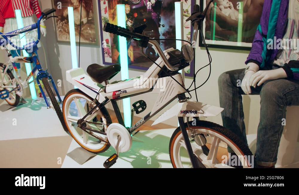 Eighties BMX bike on display in a museum. A vektar raleigh bicycle from ...