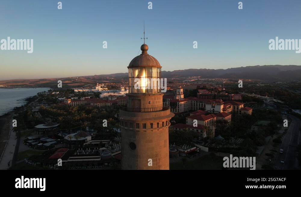Fantastic aerial shot in orbit and in medium plane over the lighthouse ...