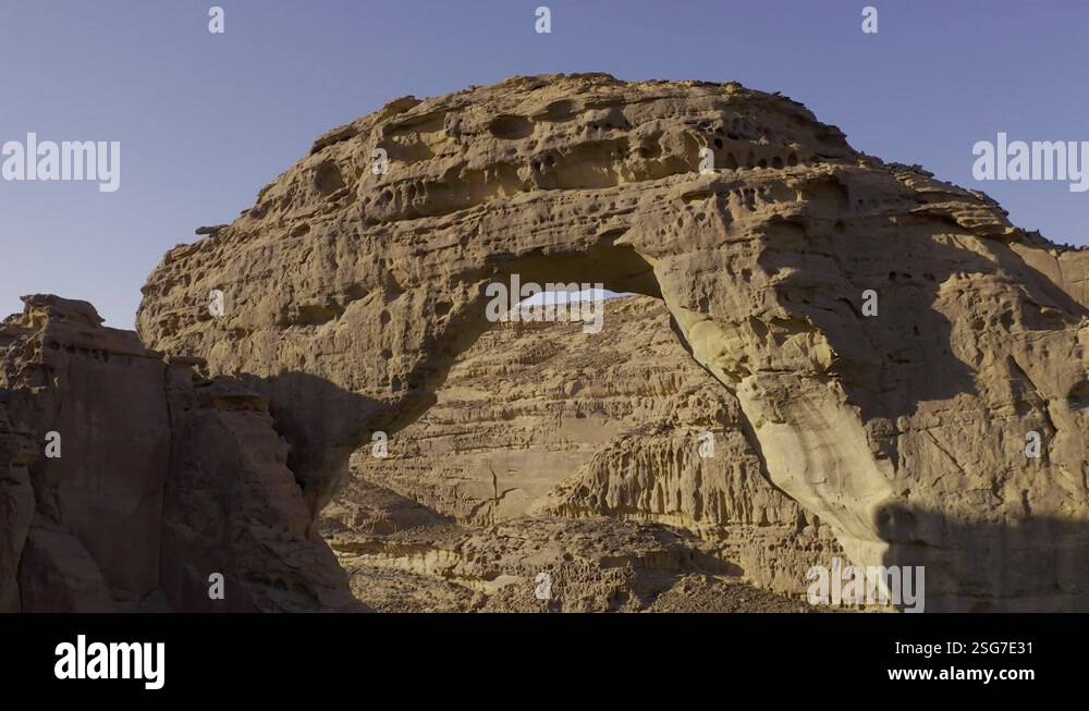 Aerial, Al Ula Region, Arch Rock, Saudi Arabia Stock Video Footage - Alamy