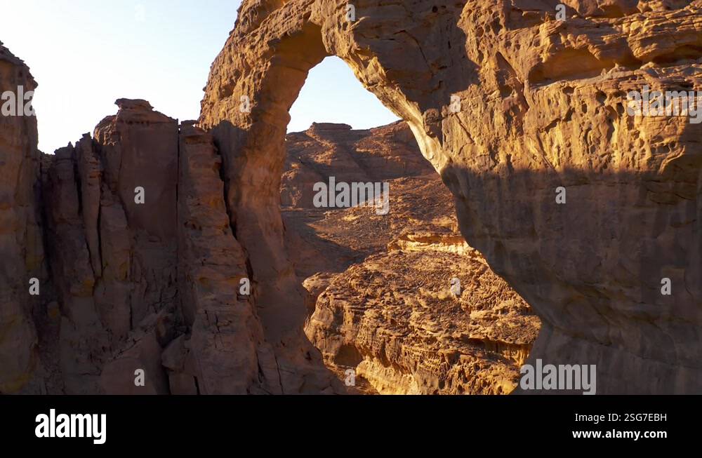 Aerial, Al Ula Region, Arch Rock, Saudi Arabia Stock Video Footage - Alamy