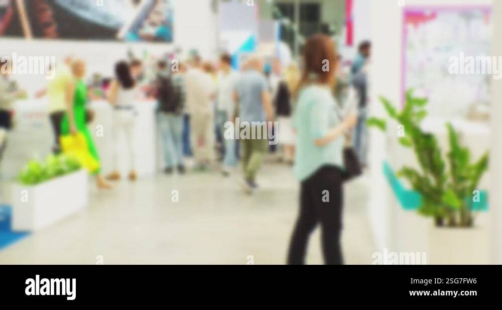 time lapse.unrecognizable people moving fast inside the big hall Stock ...