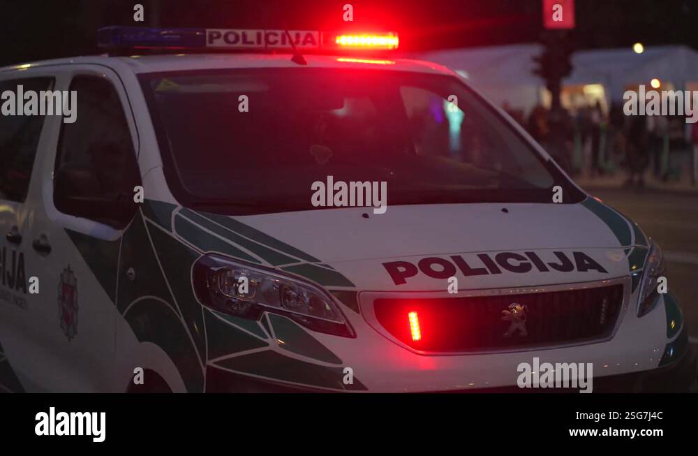 Police Vehicle Flashing Lights. Lithuanian Police. Police light and ...