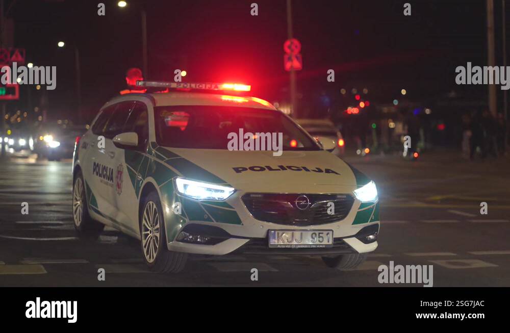 Police Vehicle Flashing Lights. Lithuanian Police. Police light and ...