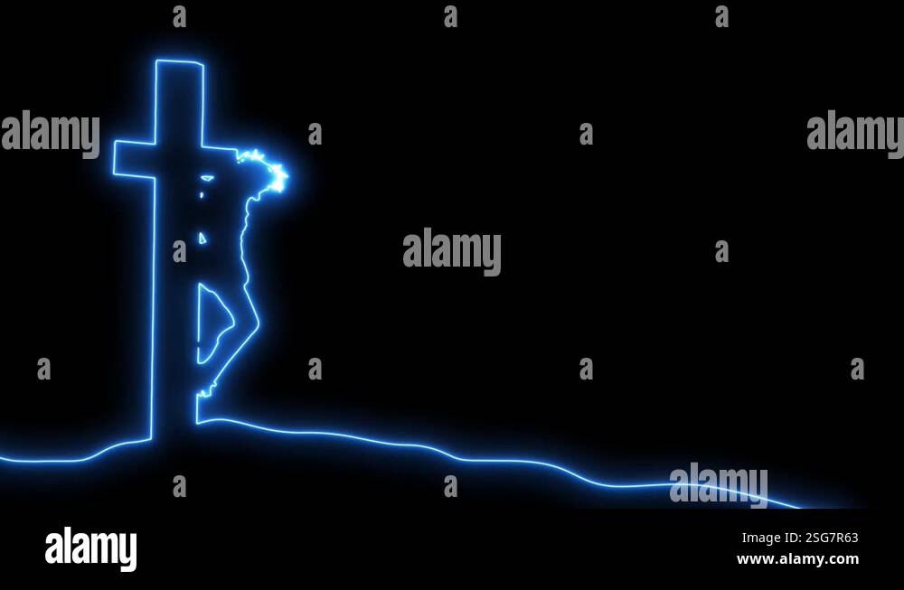 The animation of Jesus Christ crucified on the cross on top of the ...