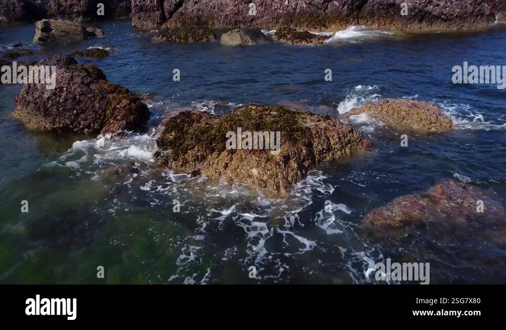 coastline, waves crashing, footage beautiful ocean waves meets the ...