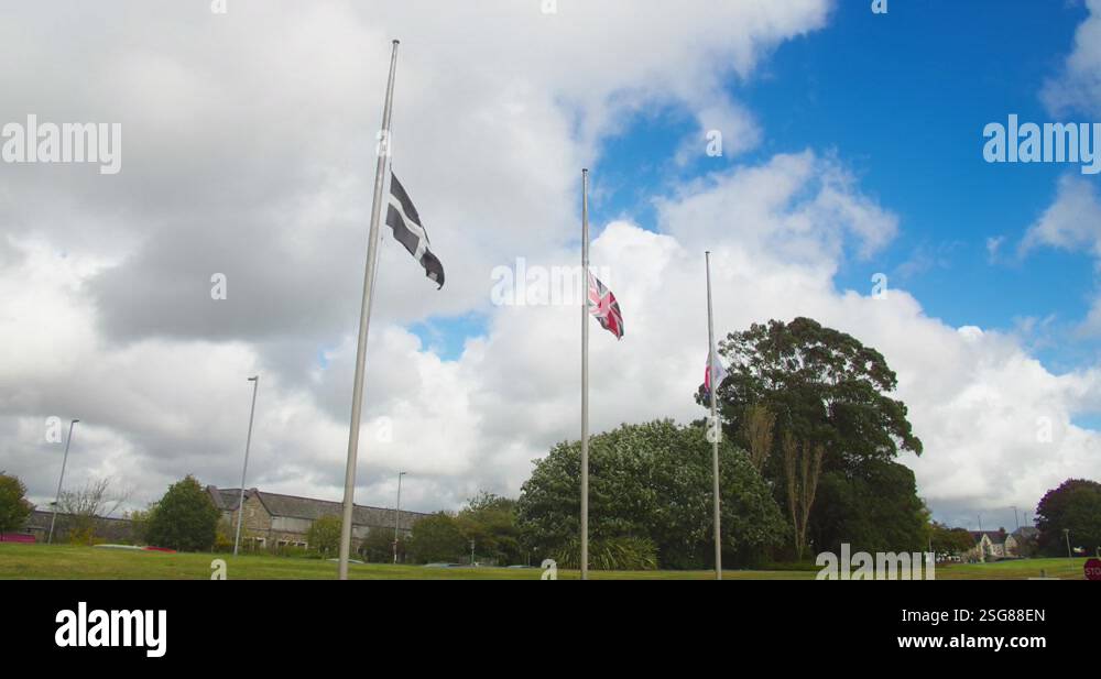 Union Jack Flags In Cornwall Lowered To Half Mast After The Death Of ...