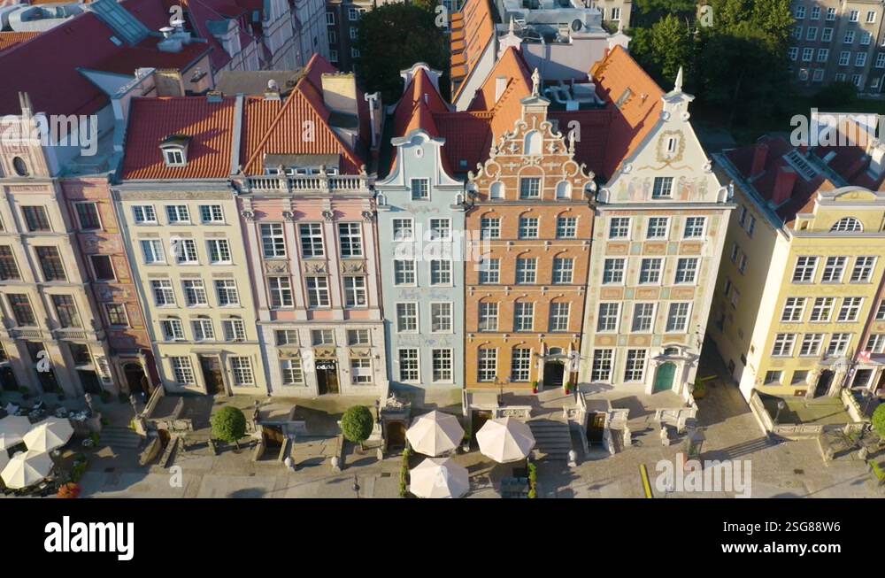 Birds Eye View of Beautiful Houses in Gdansk's Famous Long Market ...