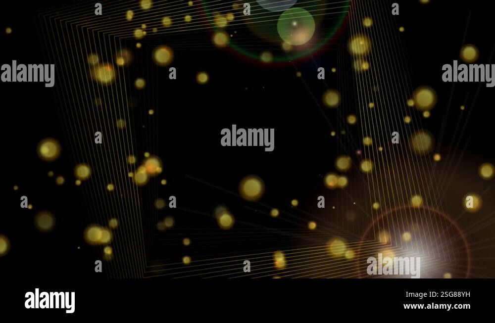 Abstract luxury golden motion background with linear squares and bokeh ...