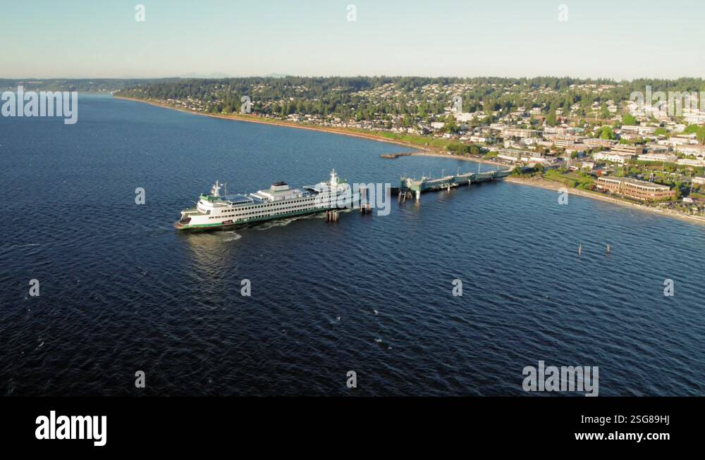 Washington State Ferry Arriving at Edmonds Waterfront Stock Video ...