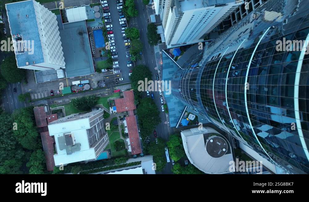 Aerial footage of Brisbane CBD during evening sun. Clear Skies with sun ...