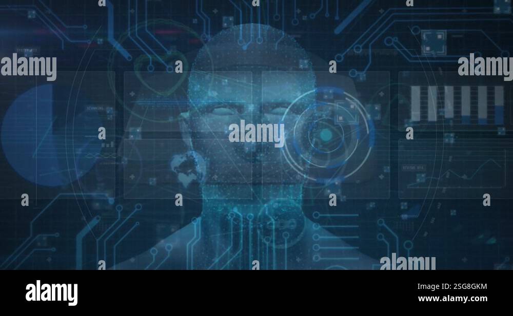 Animation Of Microprocessor Connections And Scope Scanning With Data Processing Stock Video