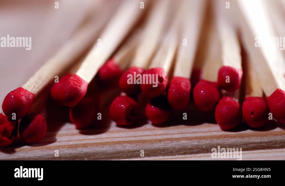 Wooden matches for lighting in a row Stock Video Footage - Alamy