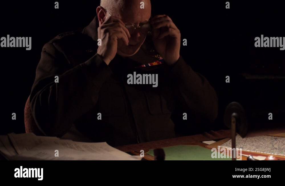 WW2 General George S. Patton in command at a Desk in Europe - Actor ...