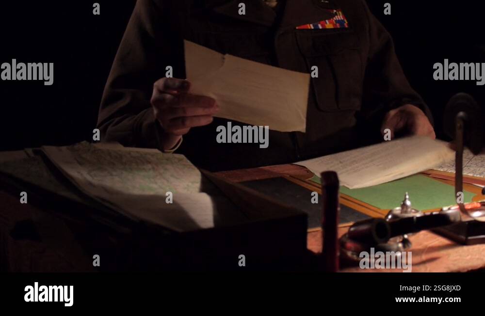 WW2 General George S. Patton in command at a Desk in Europe - Actor ...