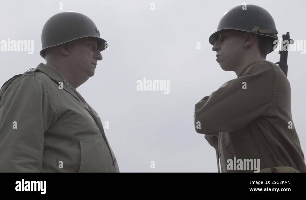 WW2 General George S Patton Speaks to a US Army Soldier - Portrayal ...