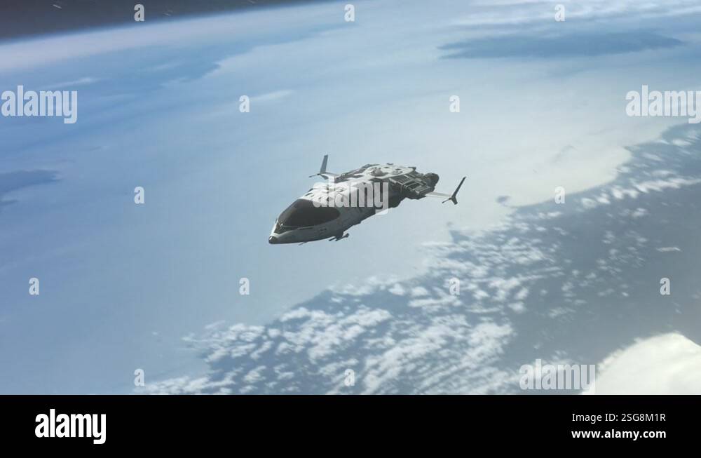 Futuristic Spaceship Hovering above the Planet Stock Video Footage - Alamy