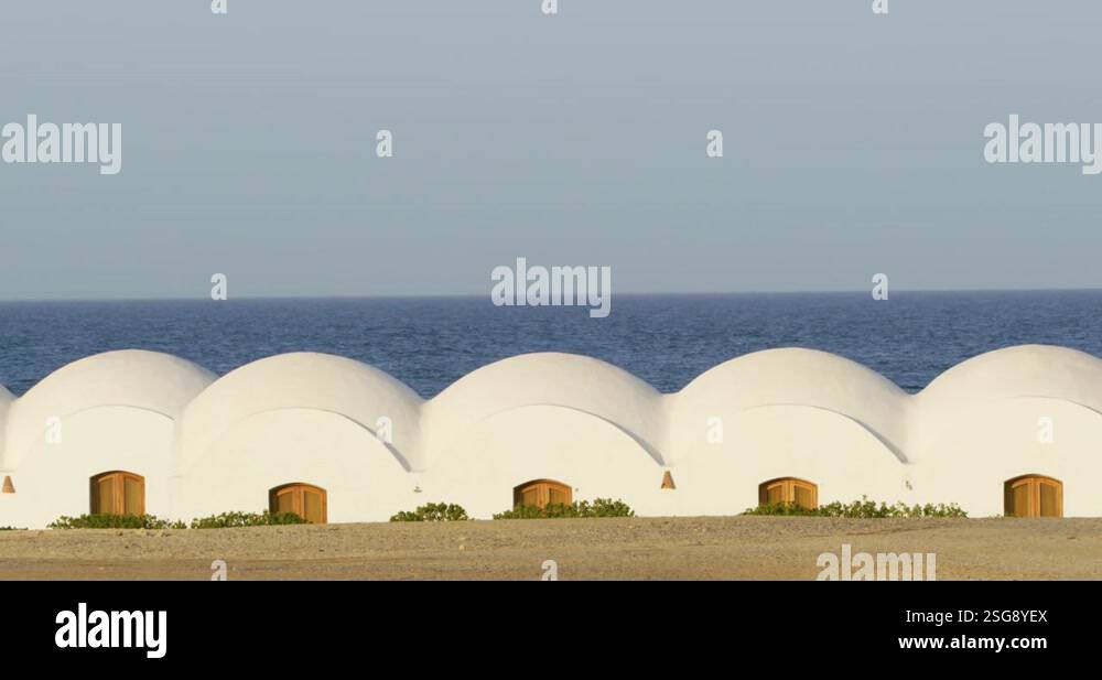 Dome roofed huts on the beach of the red sea in Egypt Stock Video ...