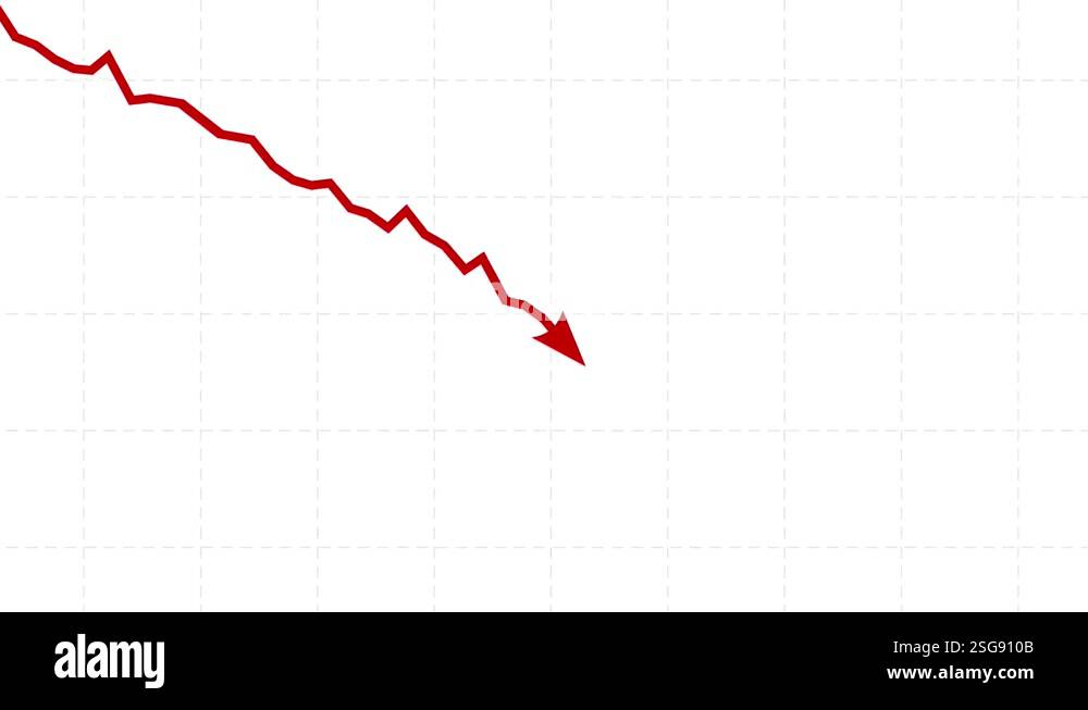 Chart arrow still goes down seamless loop. Red and white Stock Video ...
