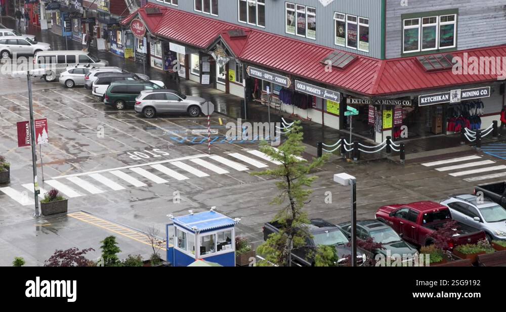 Ketchikan Alaska tourist town shops rain storm 4K Stock Video Footage ...