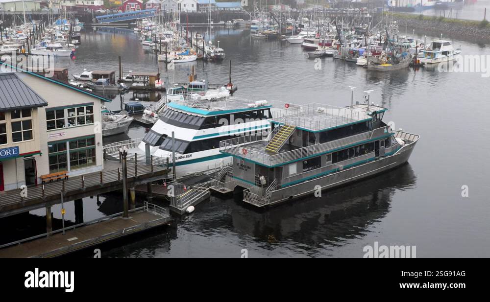 Ketchikan Alaska tourist boats marina overhead 4K Stock Video Footage ...
