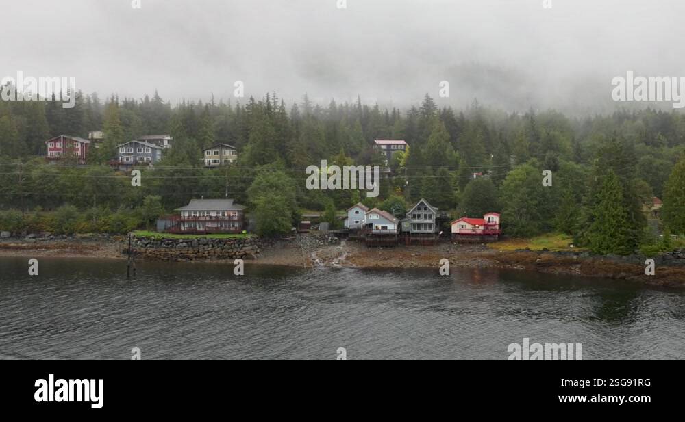 Ketchikan Alaska homes along inside passage rain part 1 4K Stock Video ...