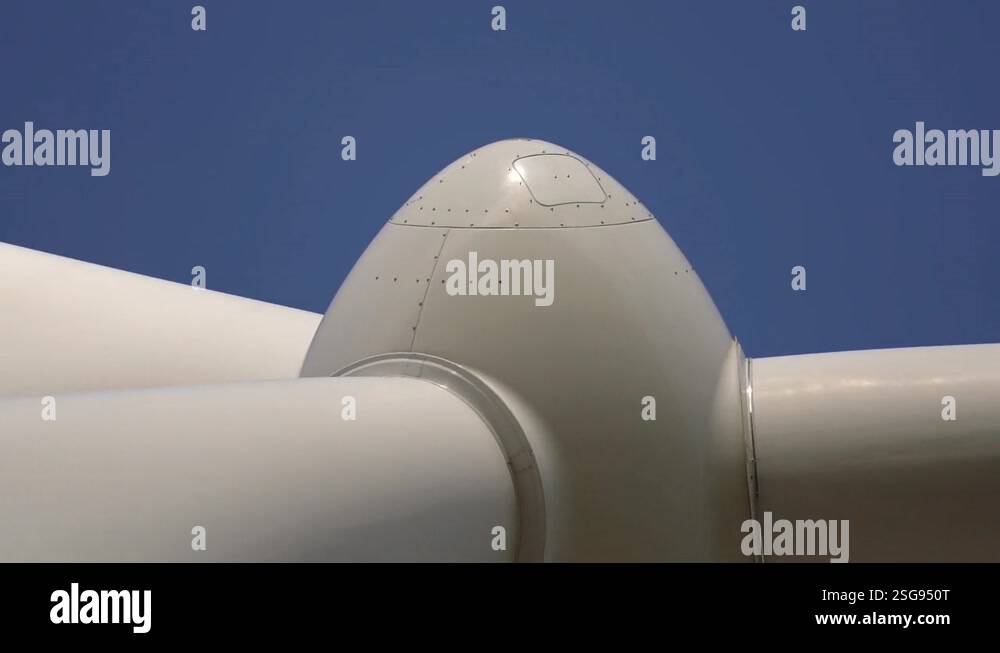 White Propeller Head On Wind Turbine - extreme close up Stock Video ...