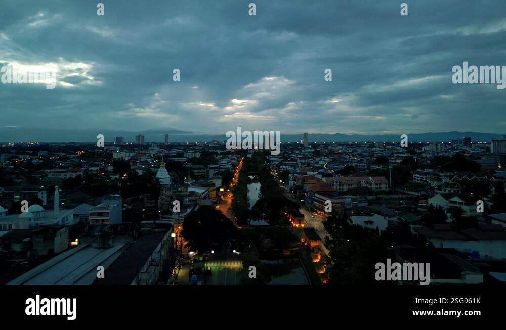 4K Cinematic urban drone footage of a panoramic aerial view of the city ...