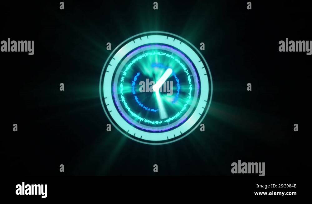 Animation of scope scanning with clock on black background Stock Video ...