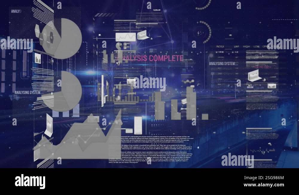 Animation of statistics and data processing over empty office Stock Video Footage - Alamy