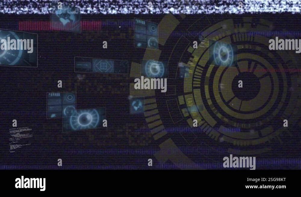 Animation of data processing and scan scope over globe on dark background Stock Video Footage ...